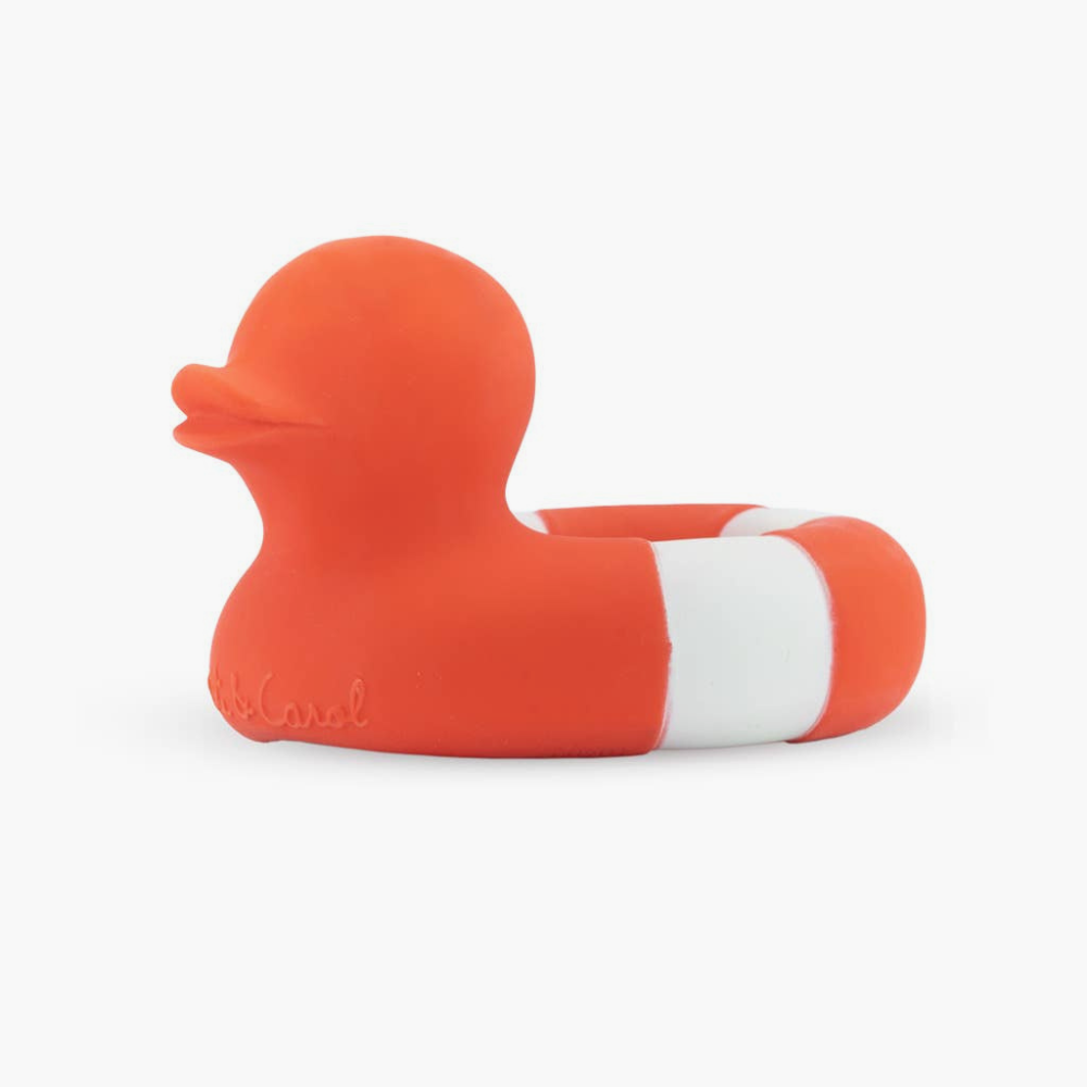 Floatie Duck Bath Toy (Orange) Made from Natural Rubber with no holes ...
